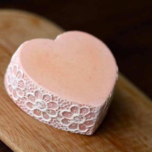 Lace Impression Mat Heart Shape Soap Mold Candle Mould Silicone Melt ...