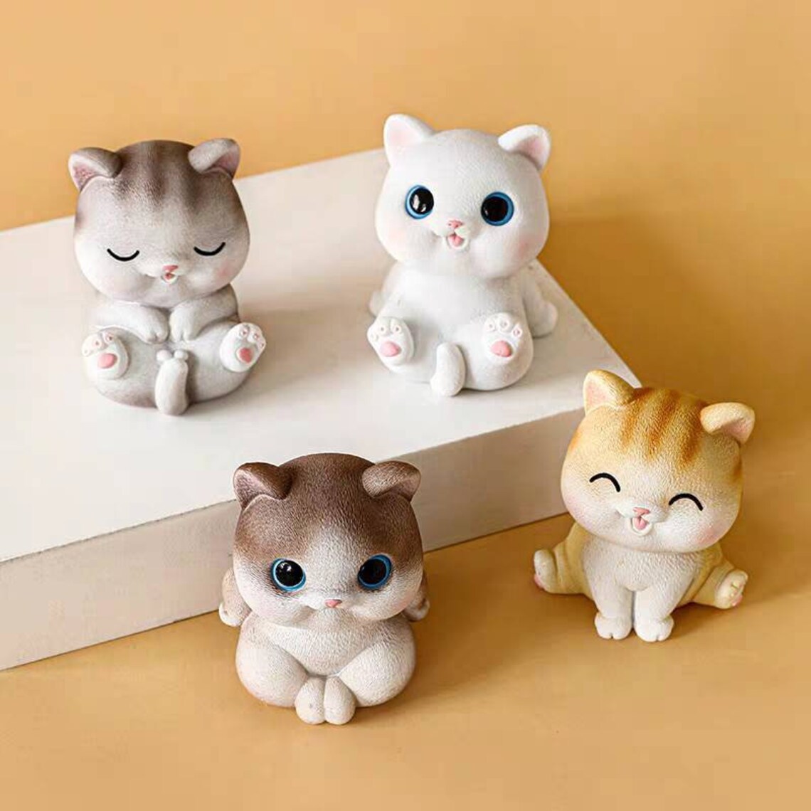 3d Cute Cat Kitten Kitty Figurine Baby Candle Mould Silicone Melt and ...