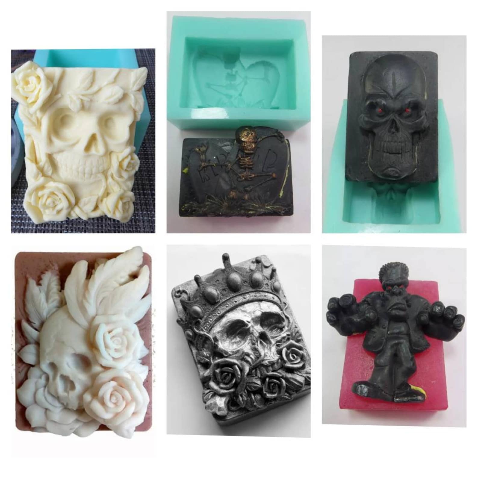 Skull and Roses Rip Halloween Skeleton Silicone Molds Soap - Etsy