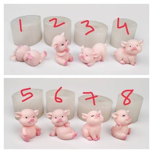 3d Cute Small Little Pig Piggy Piglets Mold Mould Silicone Soap Candle ...