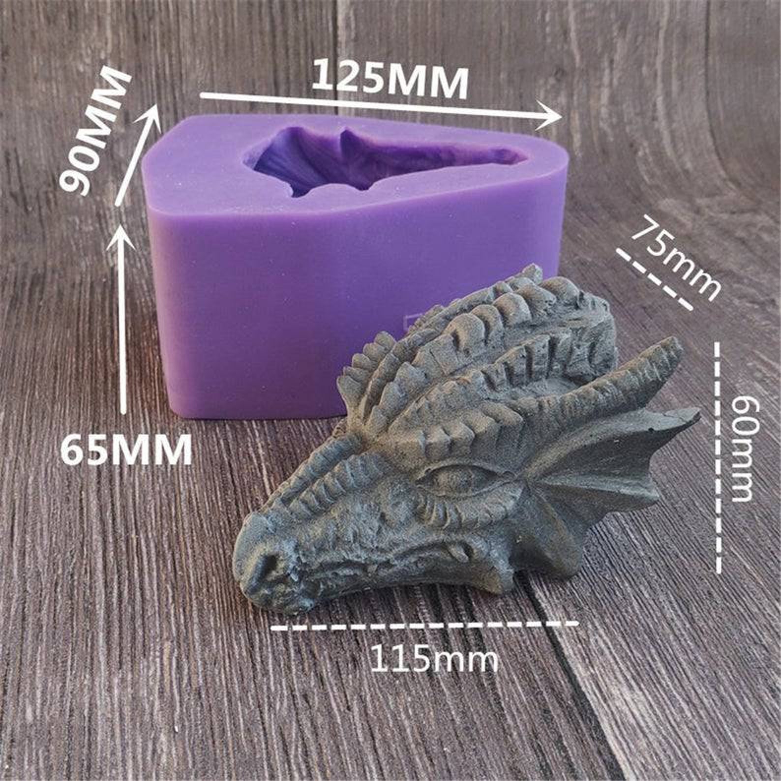 3d Large Dragon Head Mold Mould Silicone Soap Candle Resin Melt and ...