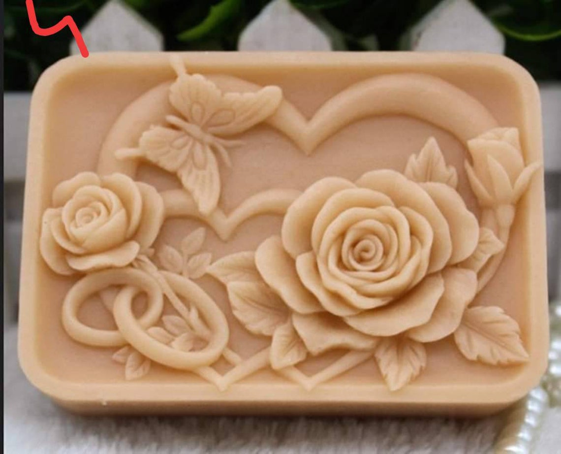 Handmade rose roses heart round soap making silicone designer | Etsy