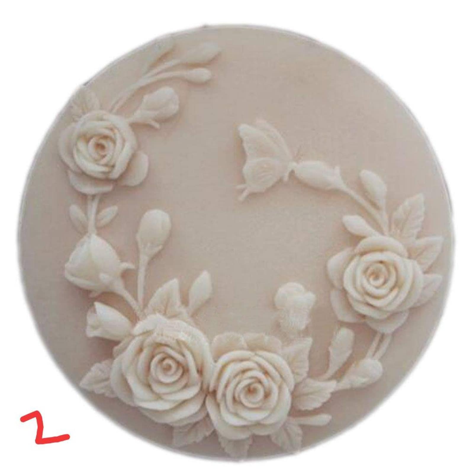 Handmade Rose Roses Heart Round Soap Making Silicone Designer Mold ...