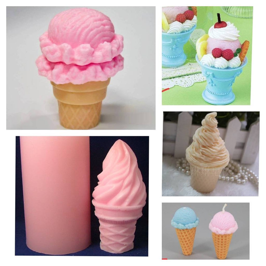 3d Large Ice Cream Cone Scoop Mold Mould Silicone Candle Making Soap ...