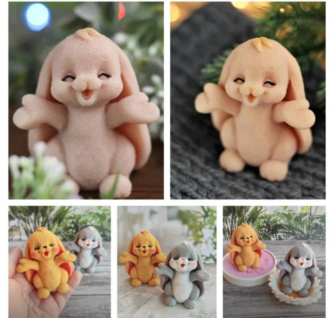 3d Bunny Rabbit Theme Mold Mould Silicone Soap Melt and Pour Candle ...