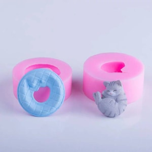 Miniature Small Cute Cat Sleeping on Pillow Food Polymer Clay Resin ...