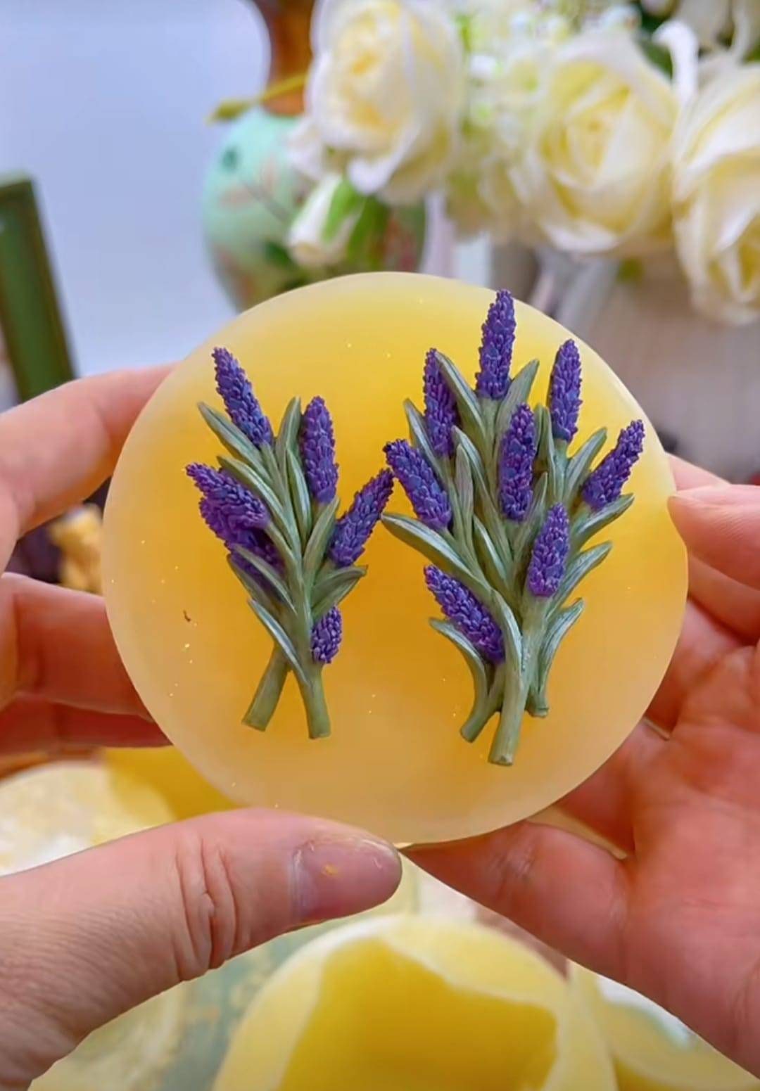Small Mini Embed Size 2 Cavity Lavender Floral Flower Soap Candle Clay ...