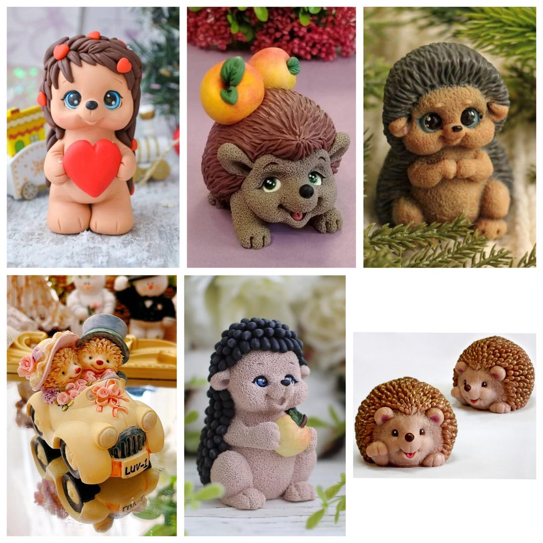 3d Cute Adorable Hedgehog Animal Theme Mold Mould Silicone Soap Melt ...