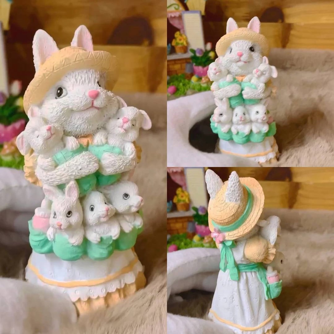 3d Mama Bunny Rabbit With Her Babies Mold Mould Silicone Soap Melt and ...