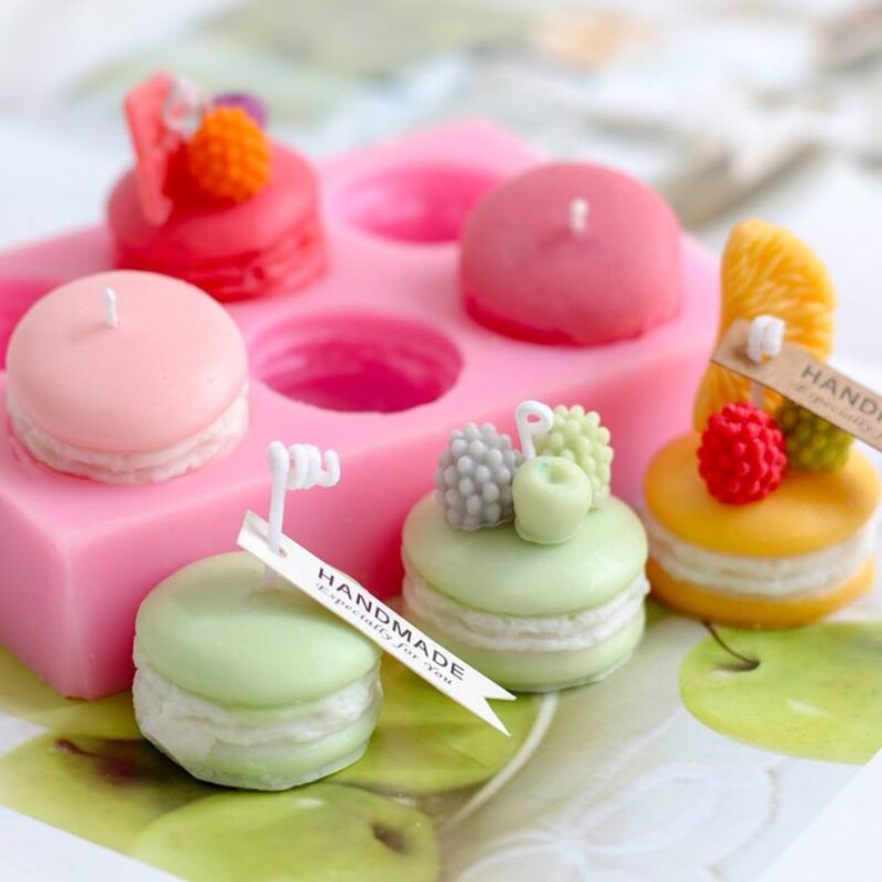 6 Cavity French Macaroon Macaron Designer Candles Mold Mould Pastry ...