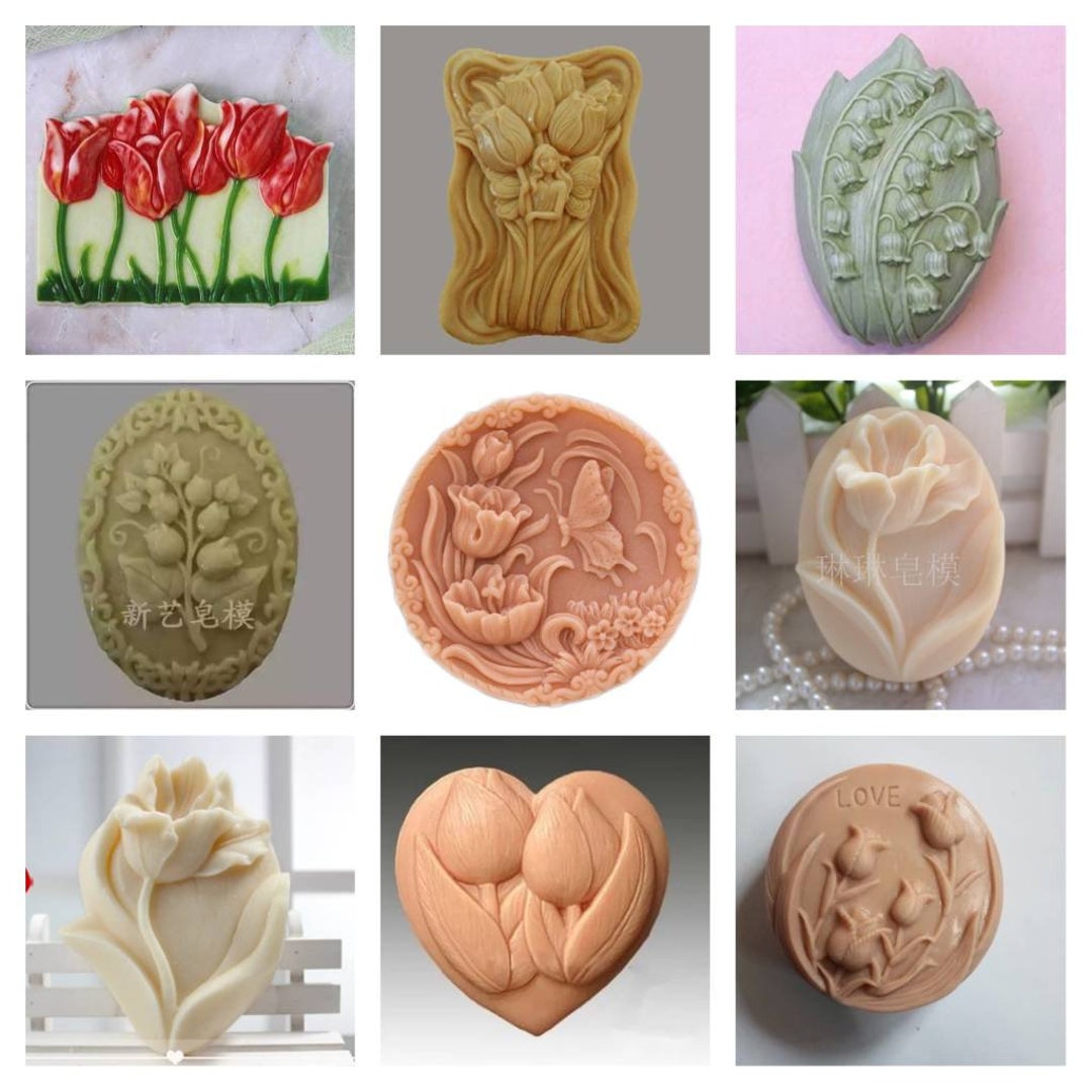 Tulips Tulip Floral Flower Soap Mold Mould Silicone Soap Candle Resin ...