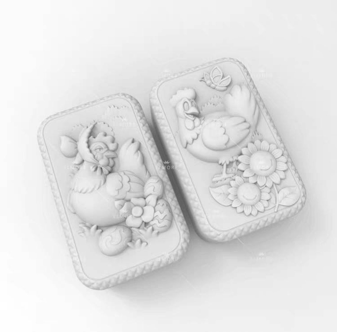 Cute Hen Chicken Rooster Animal Theme Mold Mould Silicone Soap Melt and ...