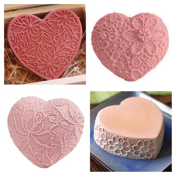 Lace impression mat heart shape soap mold candle mould | Etsy
