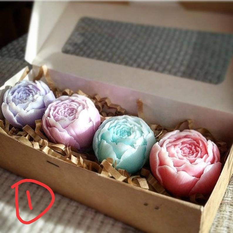 Small Peony Rose Flower Floral Soap Candle Clay Resin Silicone Mold ...