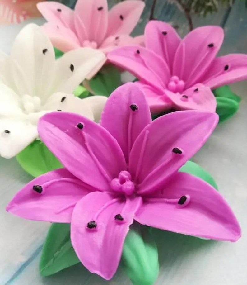 3d Lily Silicone Mold Mould Soap Candle Artisan Designer Floral Molds ...