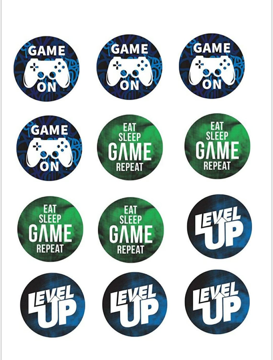 12 Pre Cut Gamer Level up Cupcake Topper 5cm | Etsy