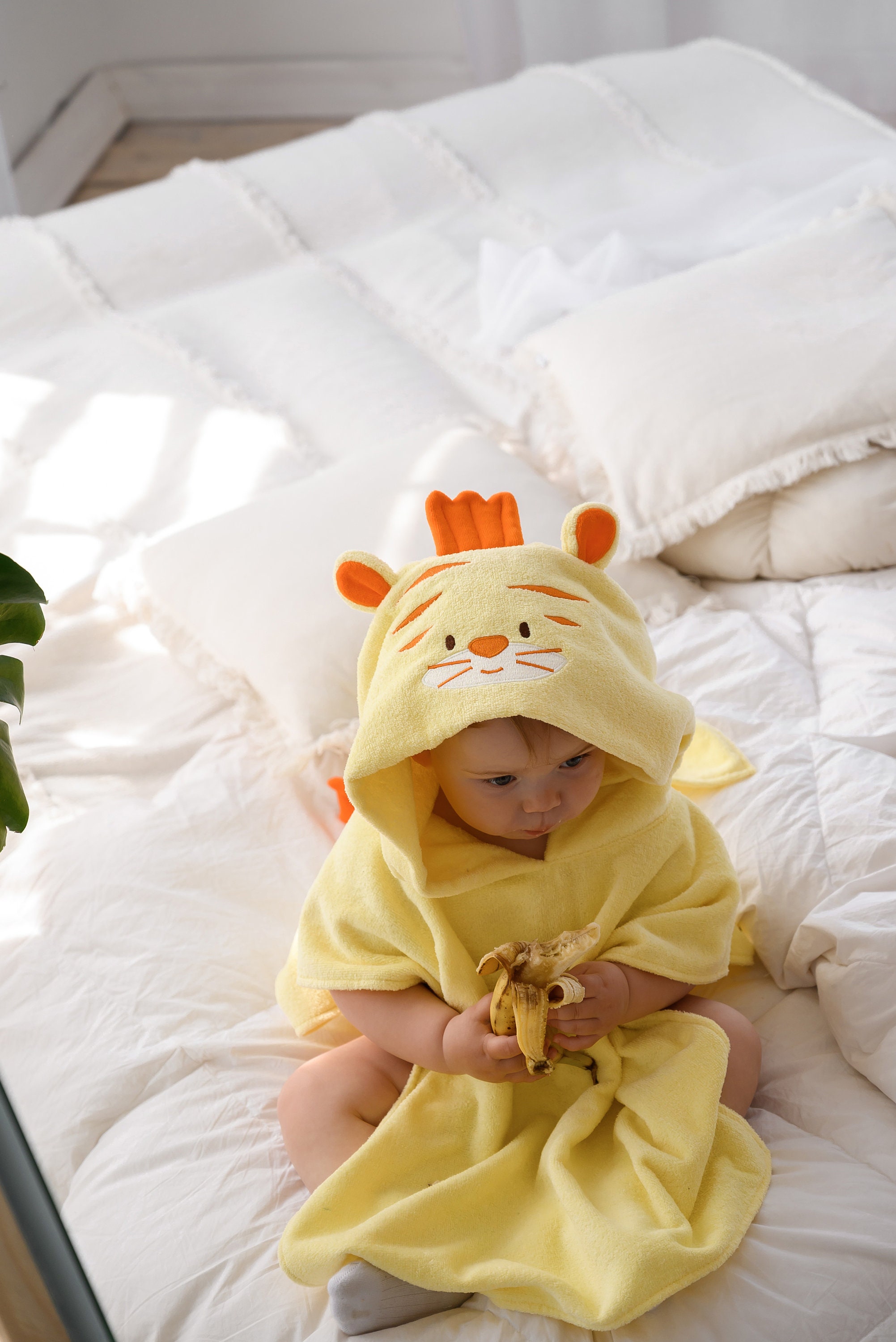 Tiger Personalized Hooded Poncho Robe Kids Terry Bathrobe for Boys and ...