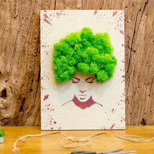 Framed Moss Art Wall Decor/ Moss Hair Woman Face Art/ Florist Moss ...