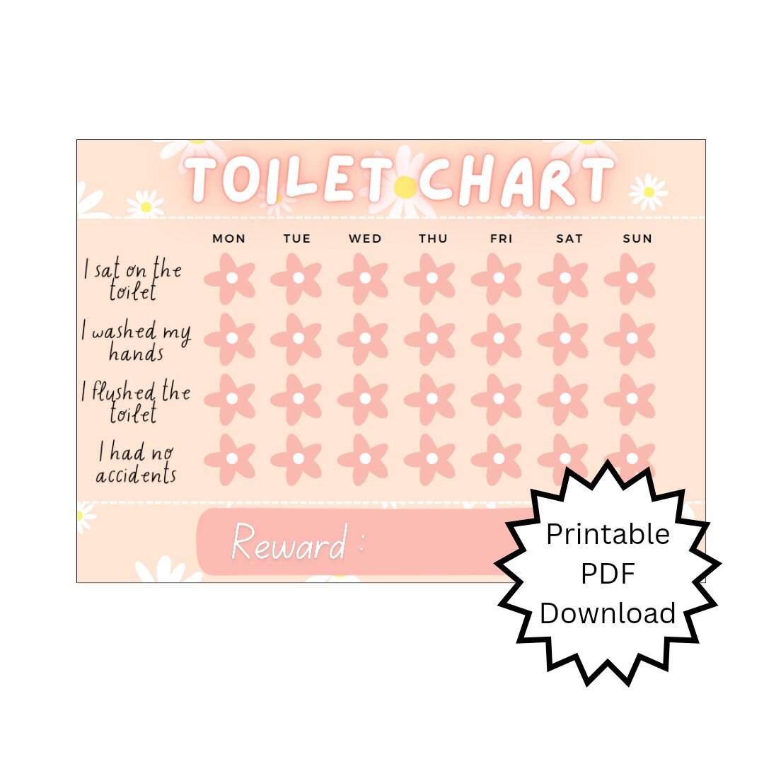 Toilet Reward Chart Flower Reward Chart PDF Toilet Chart for Girls ...
