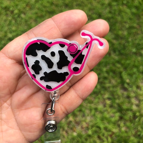 Cow Print Tag Badge Reelblack & White Cow Printcow Tag Badge - Etsy