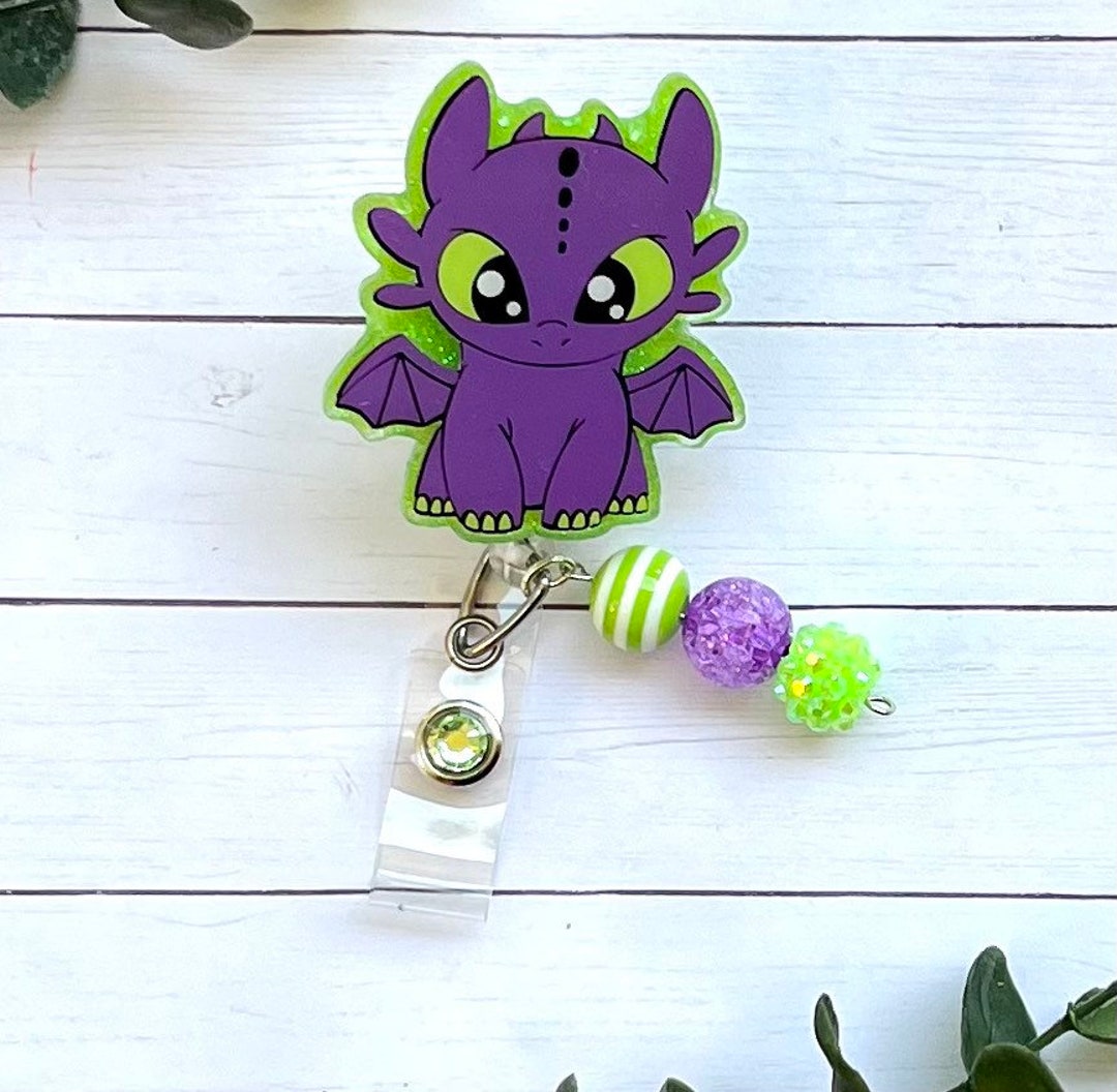 Toothless Dragon Badge Reel W Matching Beads - Etsy