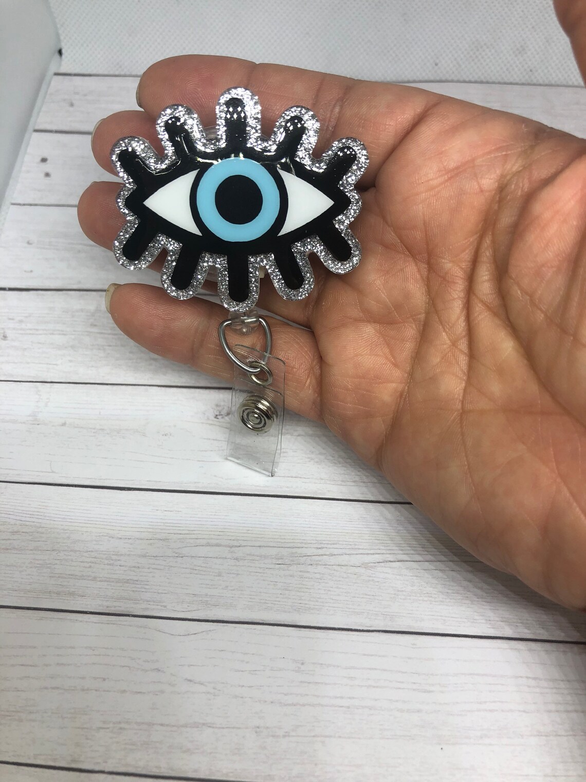 Evil Eye Badge Reel With Lashes - Etsy