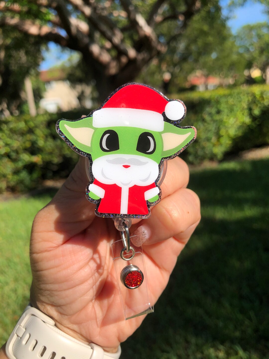 Baby Alien Santa Badge Reel/ Grogu Badge Reel - Etsy