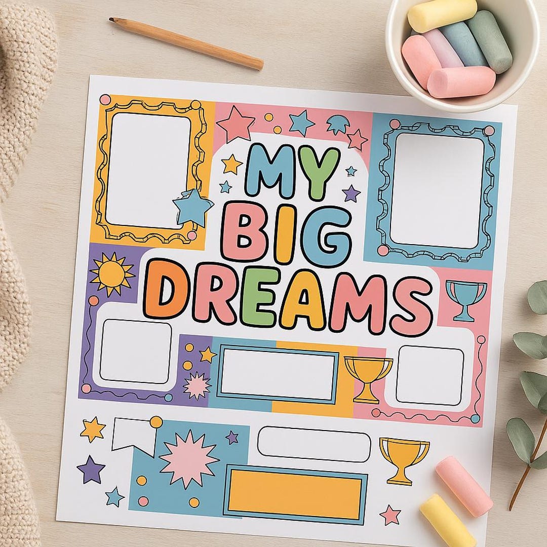 Kids Vision Board Printable: Goal Setting & Motivation (PDF Download ...