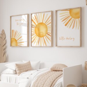 Boho Setting Sun Nursery Wall Art Print, Set of 3 Prints, Boho Sunshine ...