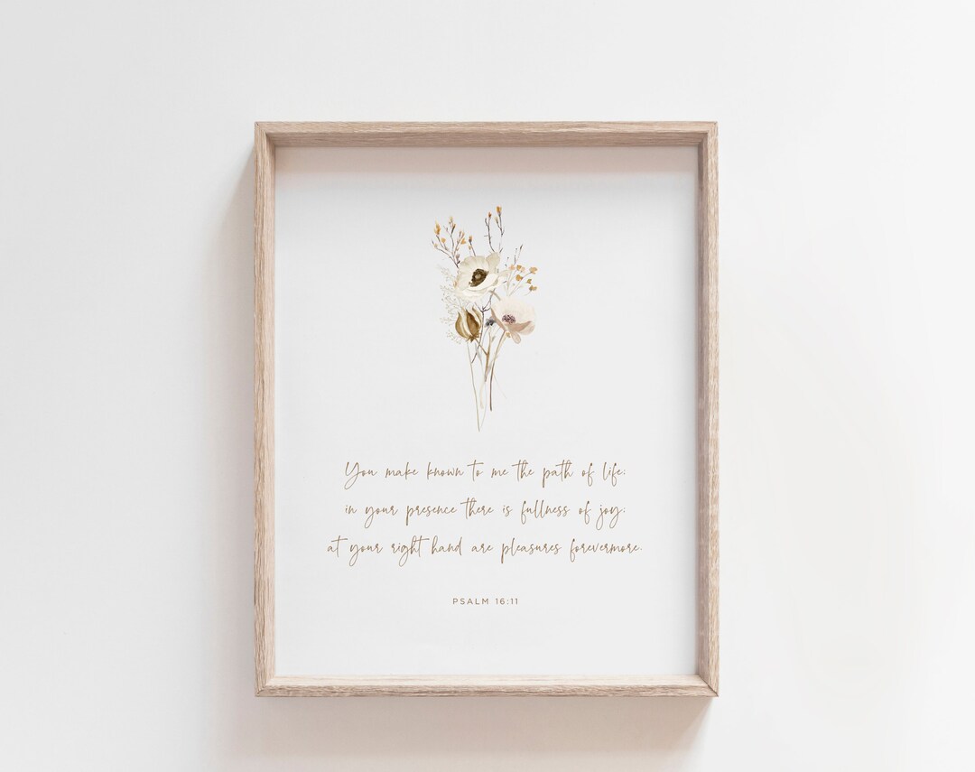 PSALM 16:11 WALL ART - Christian Decor, Bible Verse Print, Gift for ...