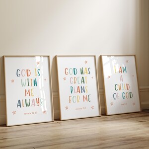 Christian Wall Art Kids Bible Verse Set Scripture Baby Room Wall Decor ...