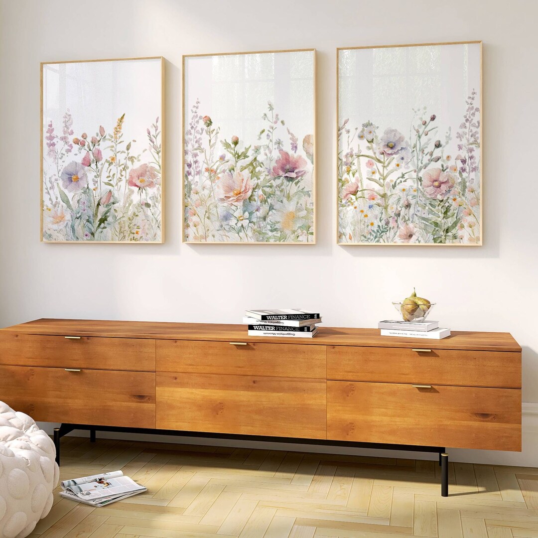 Botanical Wall Art Flower Prints Set of 3 Wildflower Nursery Wall Art ...