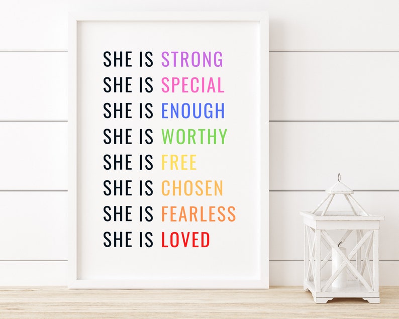 She is Strong Print Girl Room Decor Girl Power Print | Etsy
