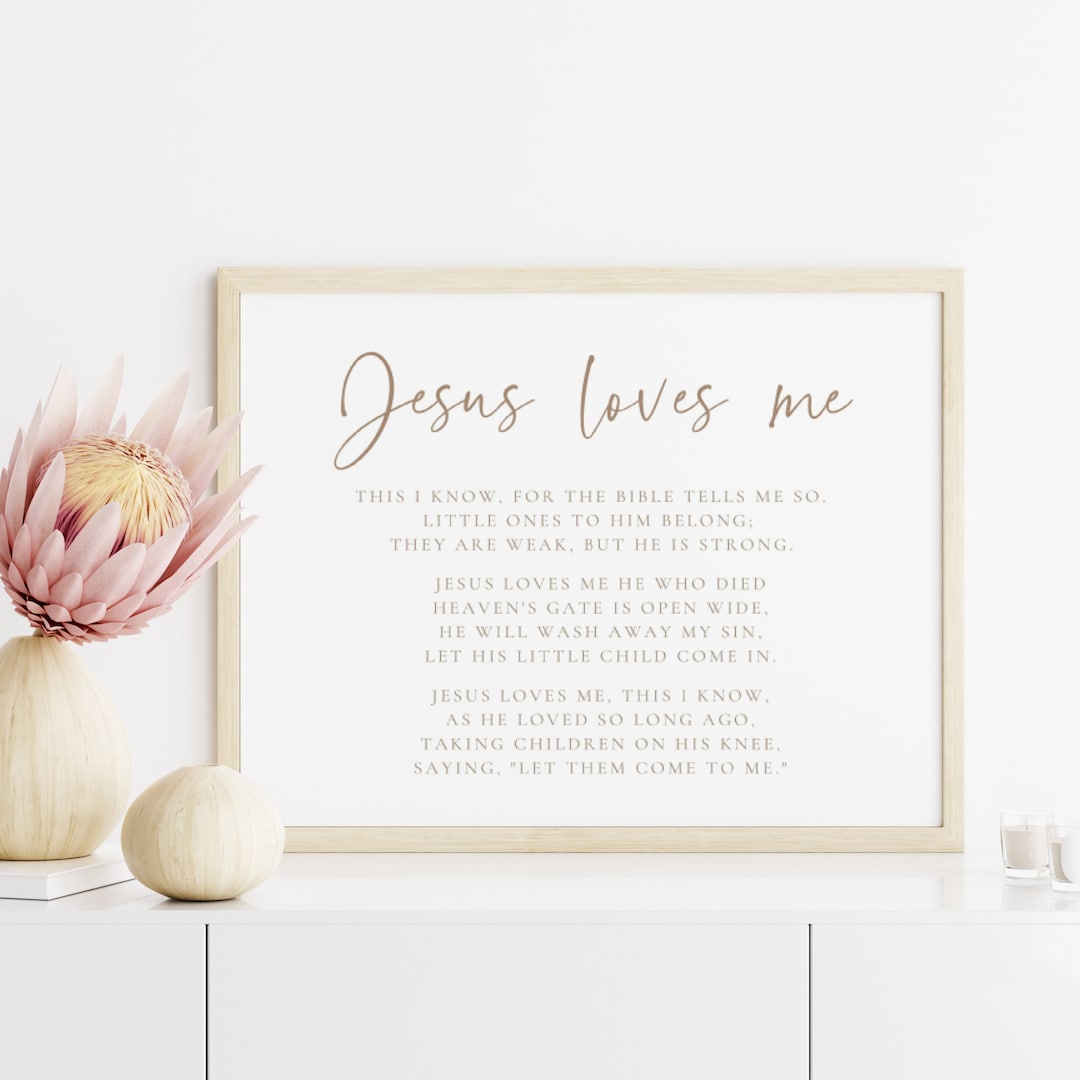 Christian Nursery Print Jesus Loves Me Newborn Wall Art Sunday School ...
