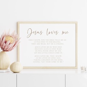 Christian Nursery Print Jesus Loves Me Newborn Wall Art Sunday School ...