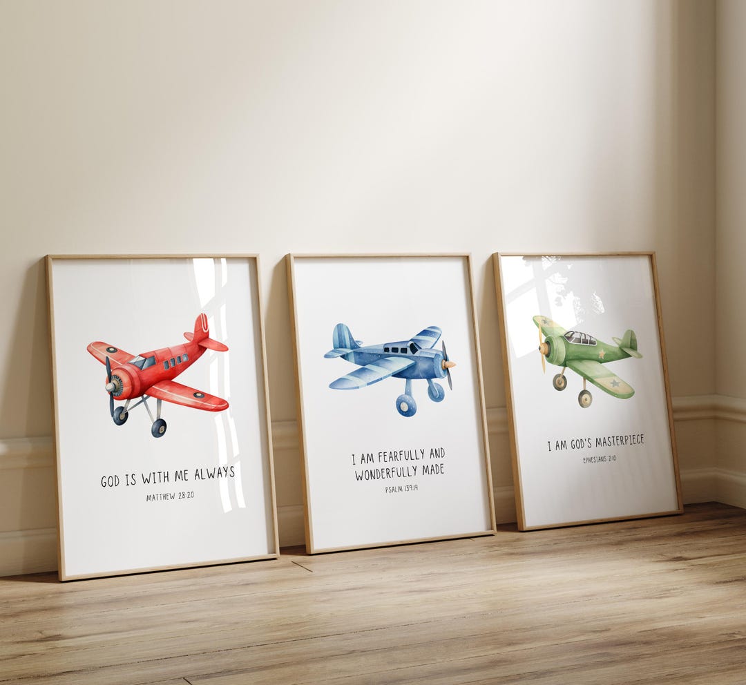 Airplane Nursery Prints Christian Nursery Plane Prints Boy Nursery ...