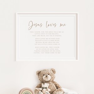 Christian Nursery Print Jesus Loves Me Newborn Wall Art Sunday School ...