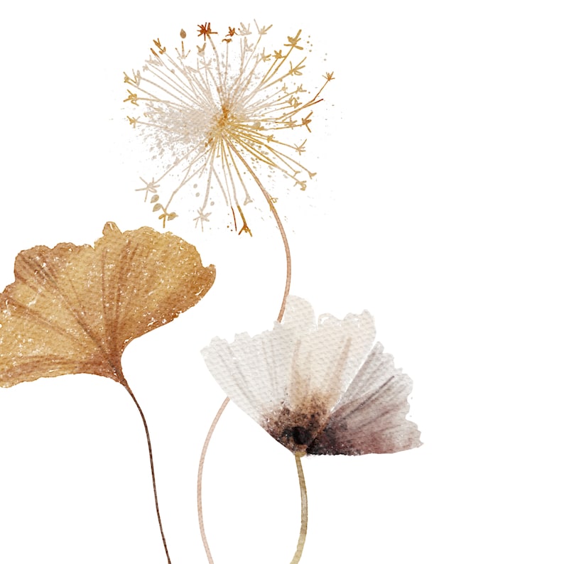 Watercolor Flower Wall Art Boho Wall Decor Neutral Color - Etsy