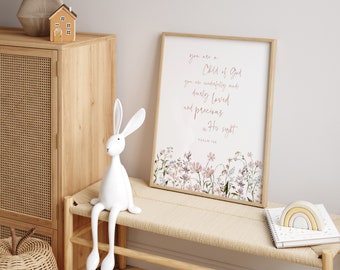 Christian Nursery Wall Art Girl Room Wall Decor Bible Verse Nursery ...