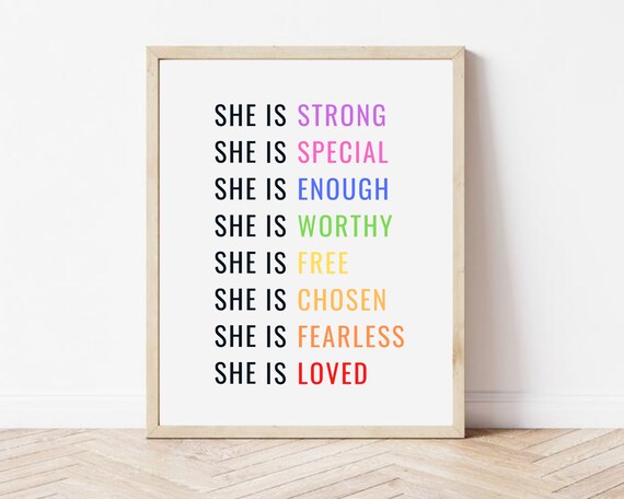 She is Strong Print Girl Room Decor Girl Power Print | Etsy
