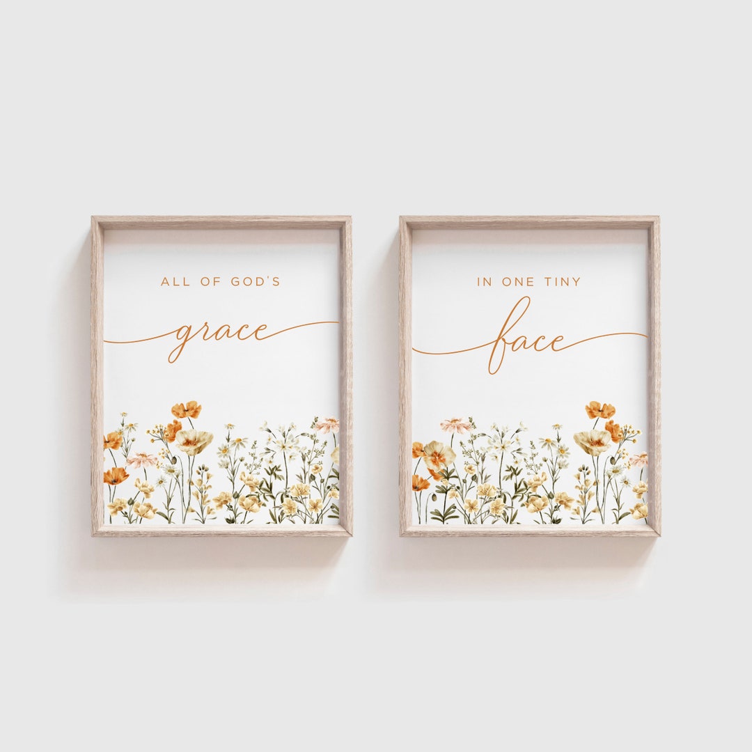 Christian Nursery Wall Art Girl Room Decor Botanical Nursery Decor ...