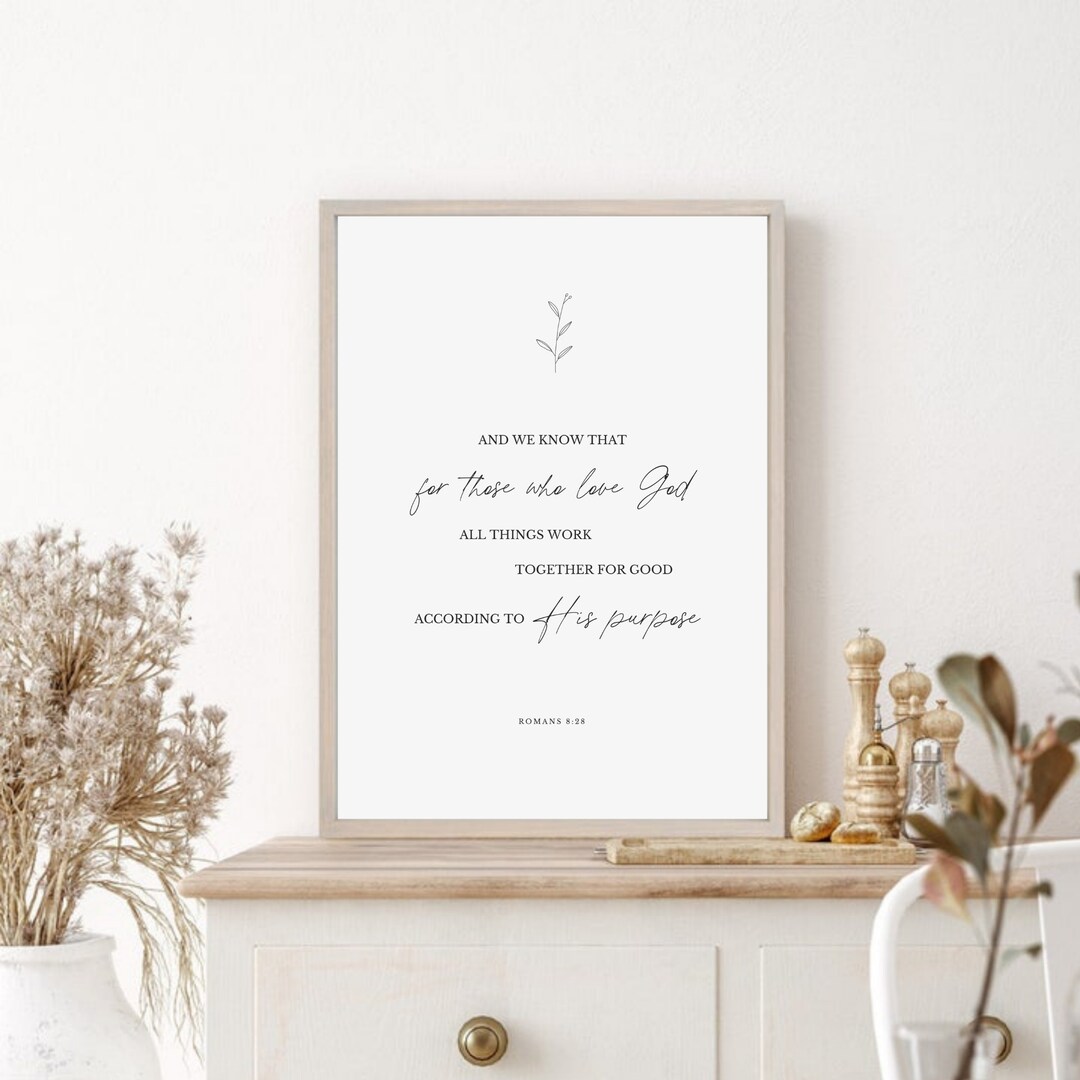 CHRISTIAN DECOR - Romans 8:28, Bible Verse Wall Art, Christian Home ...
