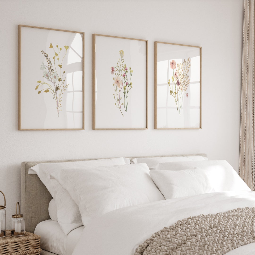 Watercolor Botanical Prints Set of 3, Wildflower Prints, Floral Nursery ...