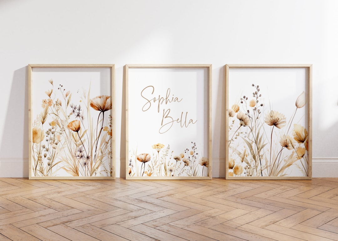 Boho Nursery Wall Art, Wildflower Nursery Decor, Botanical Print ...