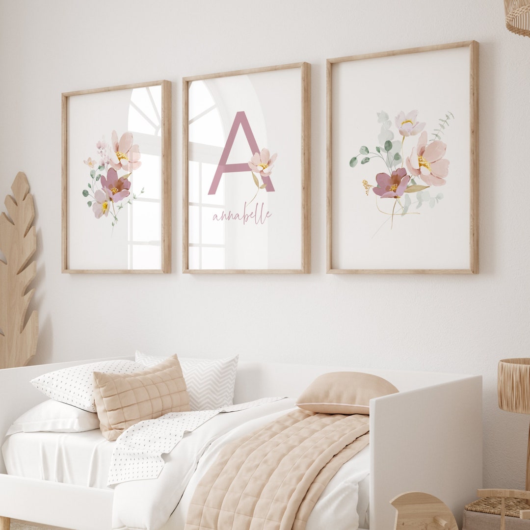 Nursery Name Sign Wall Art Flower Letter Custom Nursery Wall - Etsy