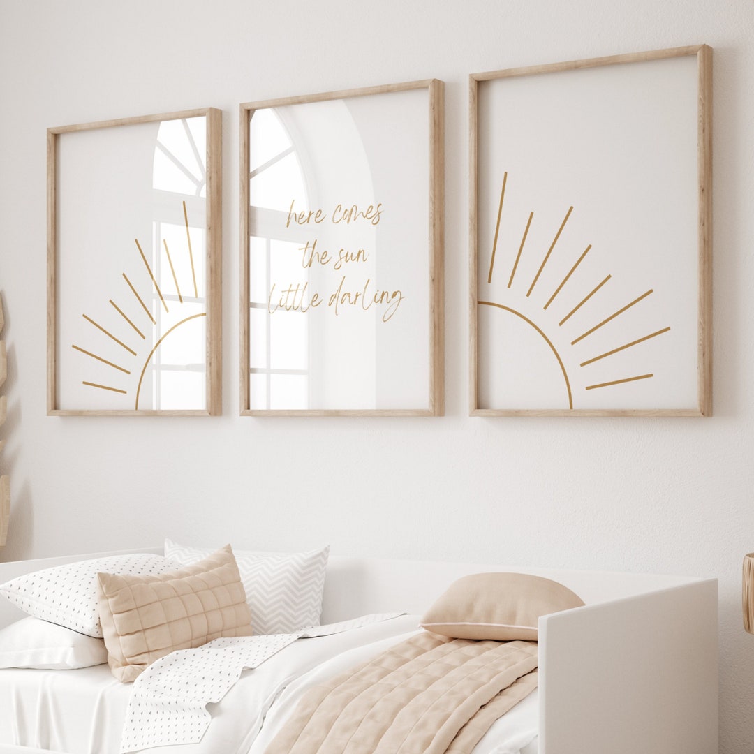 Boho Sun Nursery Wall Art, Set of 3 Prints, Boho Sunshine Prints ...