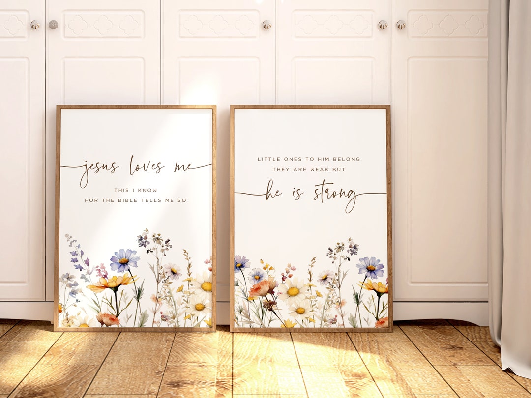 Christian Nursery Wall Art Christian Nursery Decor Girl Jesus Loves Me ...