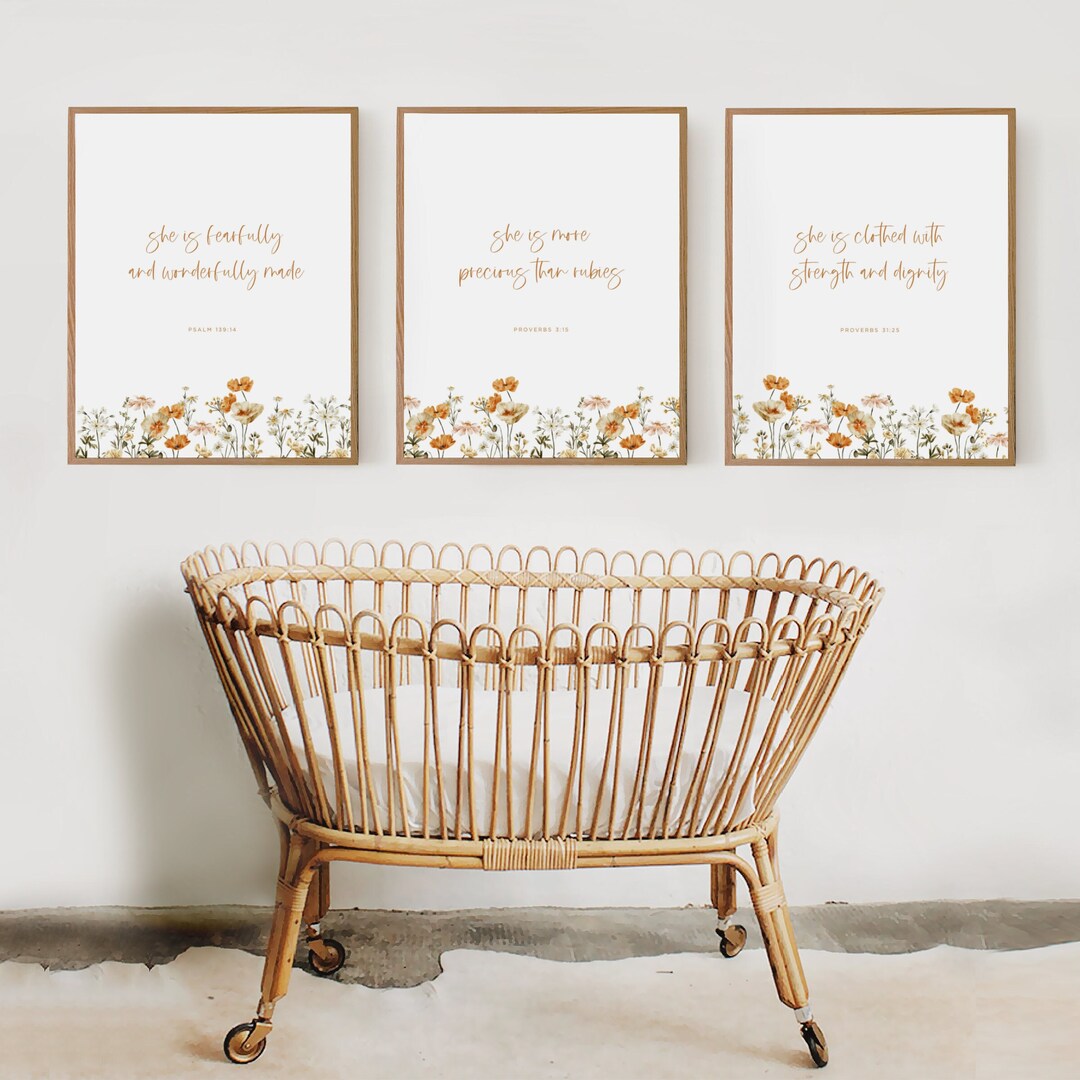 Christian Nursery Wall Decor for Girl Room Baby Room Wall Art With ...