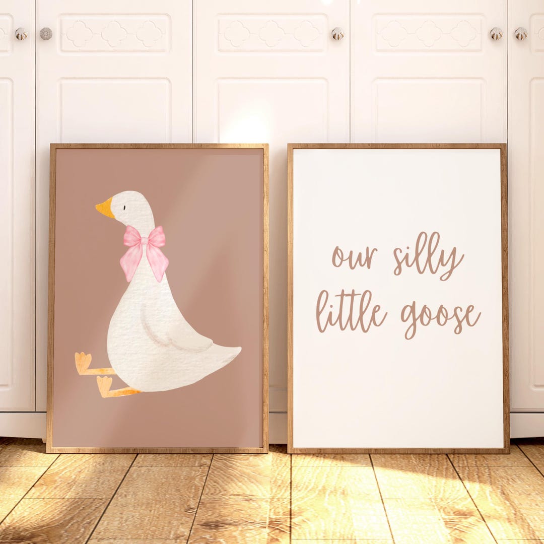 Girl Nursery Print Silly Goose Nursery Wall Art Set of 2 Baby Girl Baby ...