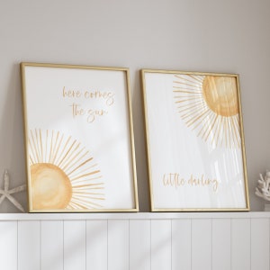 Boho Setting Sun Nursery Wall Art Print, Set of 2 Prints, Boho Sunshine ...